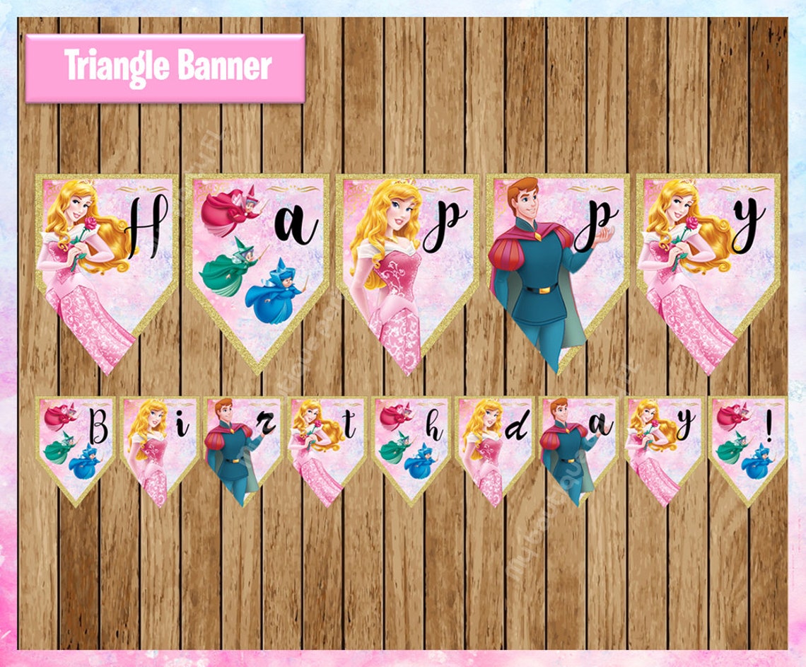Princess Aurora Banner Printable Princess Triangle Banner - Etsy
