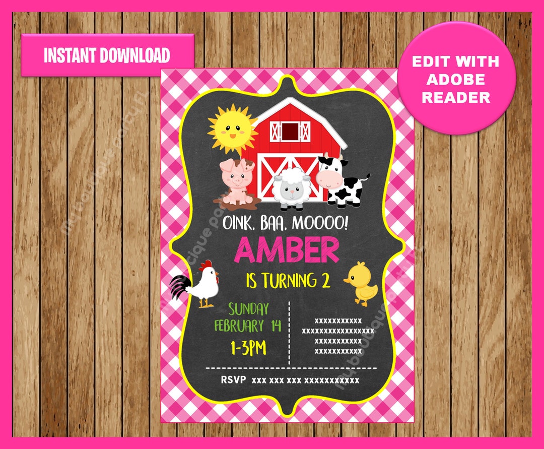 Farm Birthday Invitation Farm Birthday Farm Invitation Farm Party Old ...