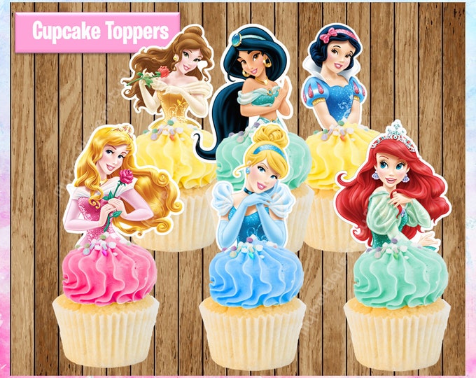Princess Cupcake Toppers Classic Princess's Cupcake - Etsy