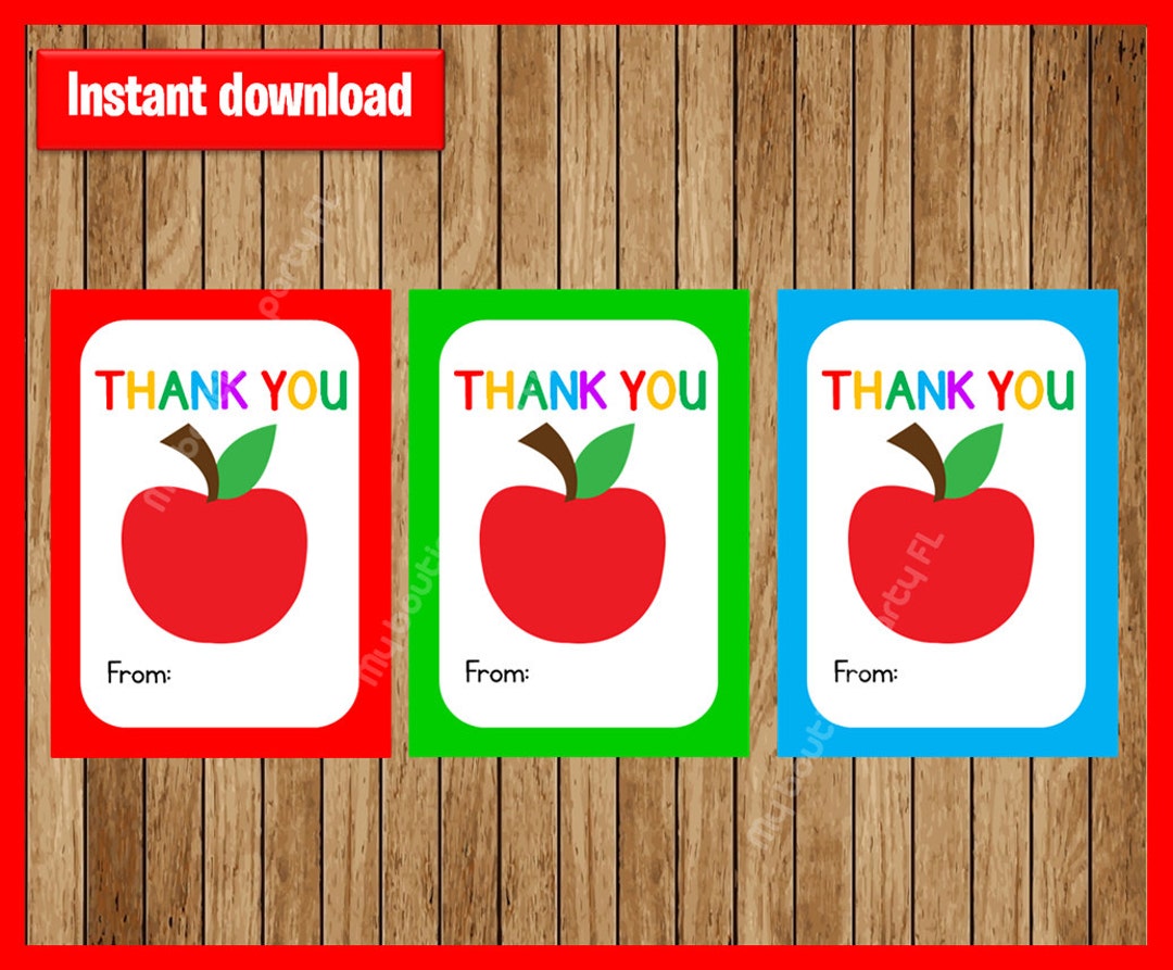 Thank You Teacher Appreciation Gift Tag Instant Download, Printable ...