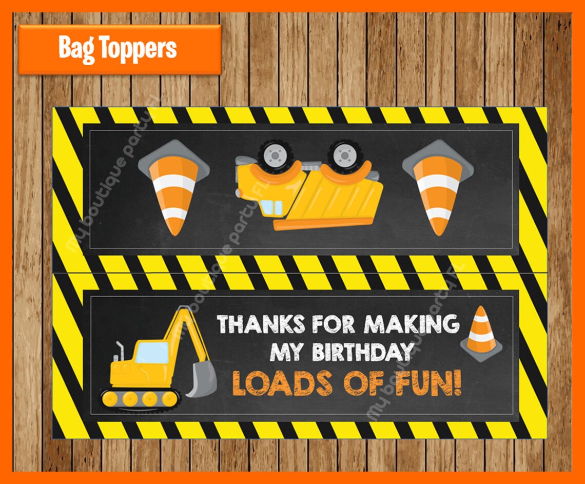 Construction Bags Toppers Printable Construction Treat Bags - Etsy