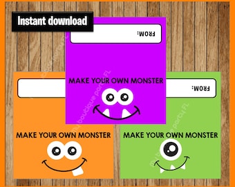 Printable Make Your Own Monster Bag Topper for Monster Halloween Favor ...