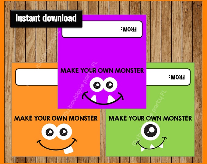 Printable Make Your Own Monster Bag Topper for Monster Halloween Favor ...