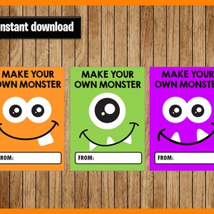 9x Make Your Own Monster Gift Tags and Bag Toppers, for Monster ...