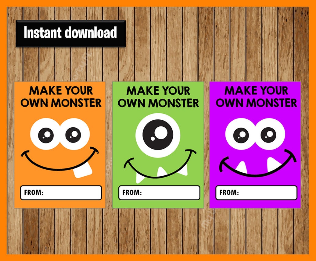 9x Make Your Own Monster Gift Tags and Bag Toppers, for Monster ...