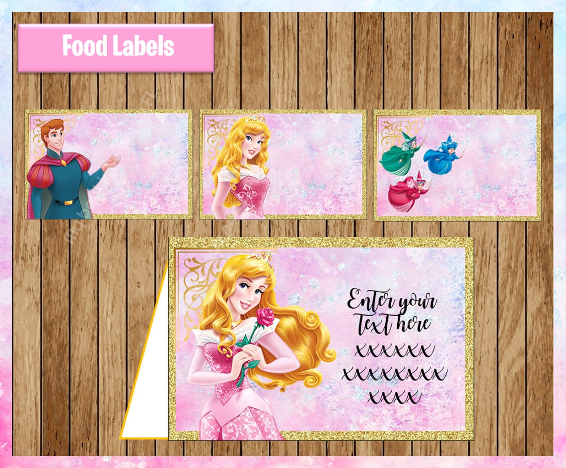 Princess Aurora Food Labels Printable Disney Princess Food | Etsy
