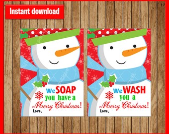 Printable Hand Soap Gift Tags We WASH You Merry Christmas & - Etsy