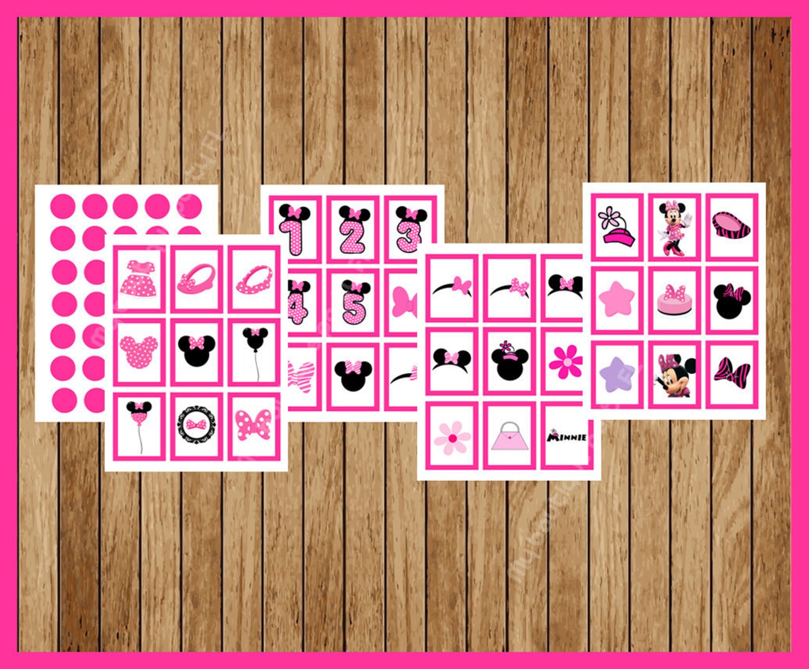 Minnie Mouse 20 Cards Instant Download, Printable Minnie Mouse Bingo ...