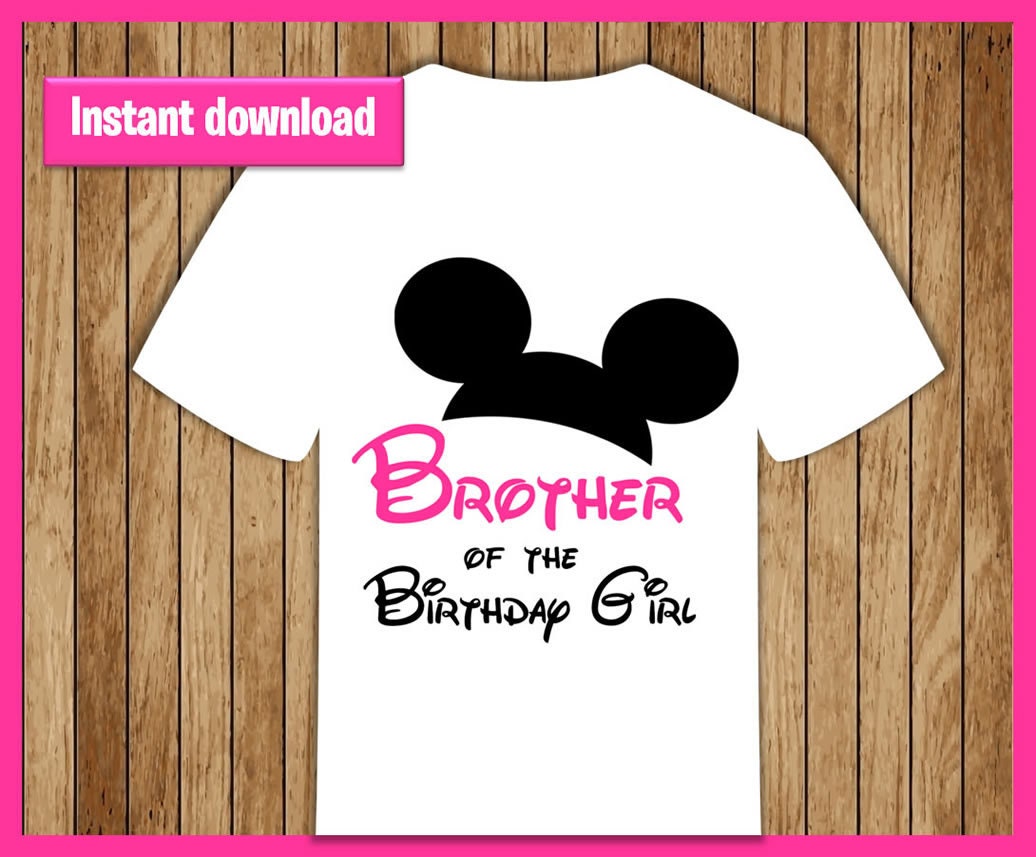 Minnie Mouse Brother of the Birthday Girl Iron On, Minnie Mouse ...