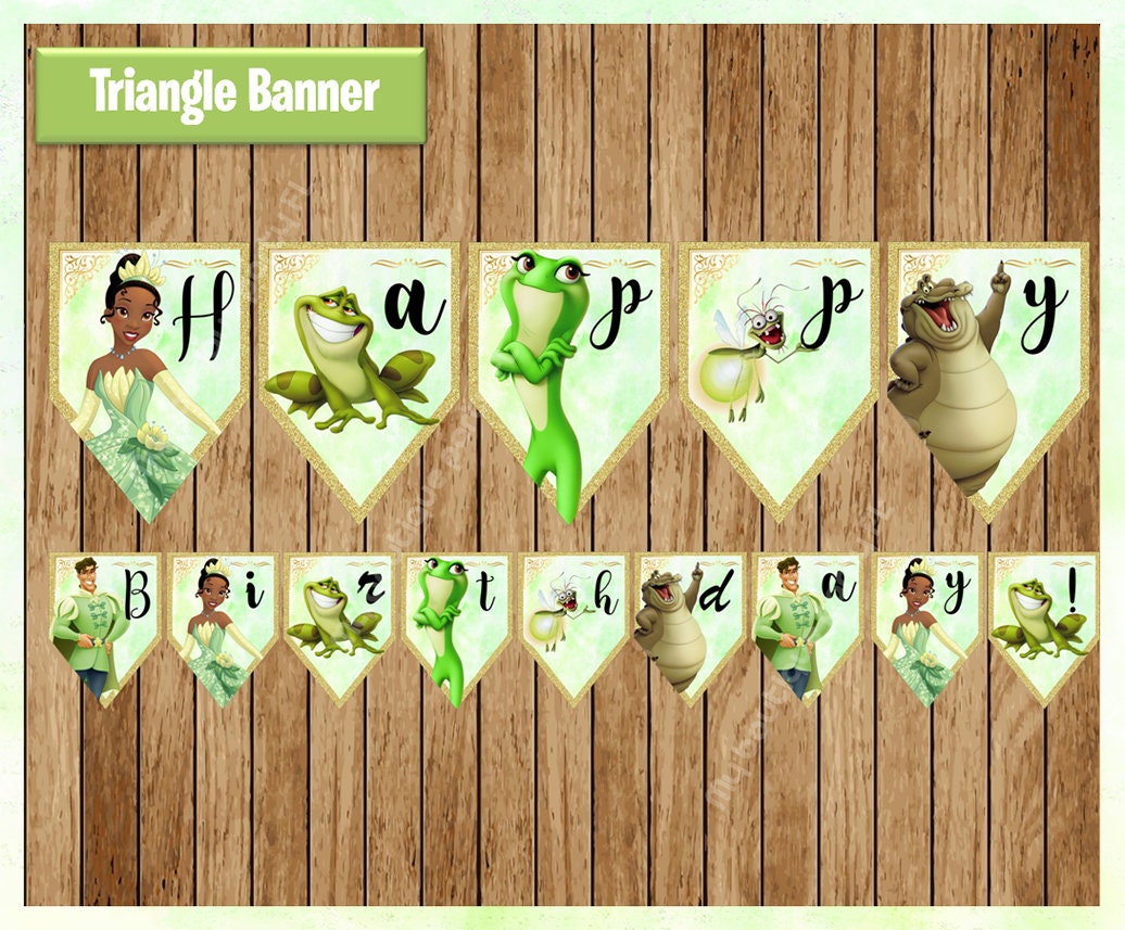 Princess Tiana Banner Printable Princess Triangle Banner the - Etsy
