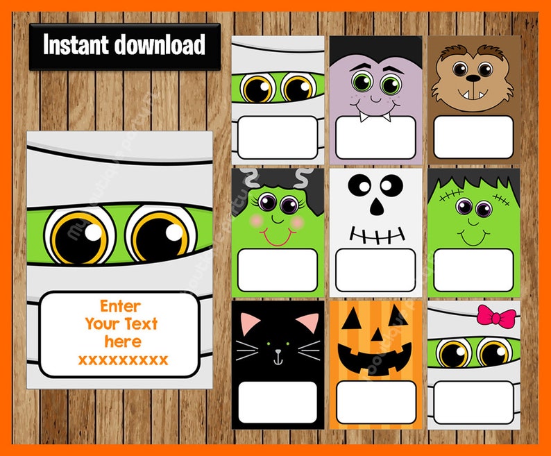 16x Halloween Favor Tags Halloween Gift Tags Monsters | Etsy