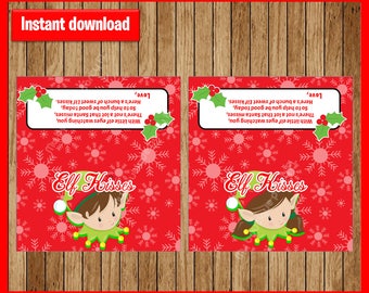 Elf Kisses Treat Bag Topper DIY Printable - Etsy