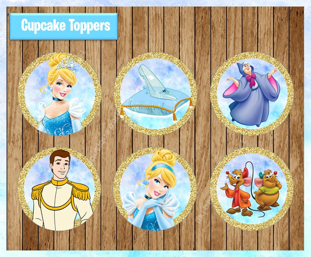Cinderella Toppers Instant Download, Printable Princess Party Cupcakes ...