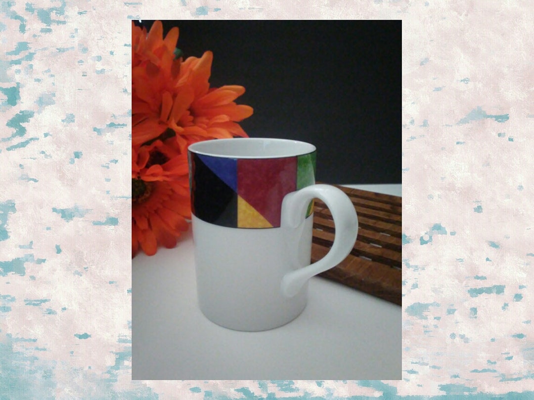 Mikasa CURRENTS Bold Fun Art Form Block Color Mod Mug Vintage Sweet Tea ...
