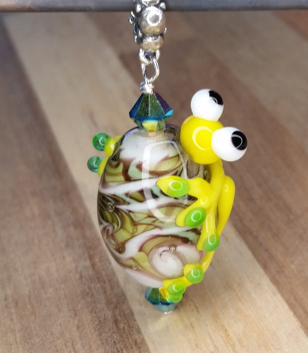 Big Eye Frog Lampwork Bead With Twist, Frog Bead, Frog Lampwork, Frog ...