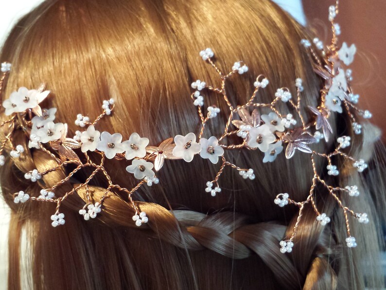 2 Tone Rose Gold Bridal Head Piece Bridal Hair Vine Copper - Etsy