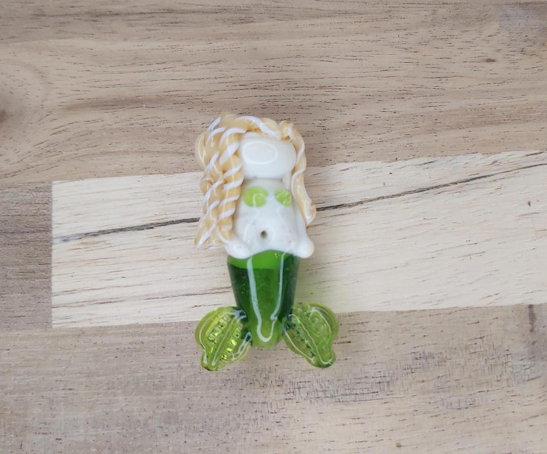 Light Green Mermaid Lampwork Bead , Mermaid Bead, Glass Mermaid, Ocean ...