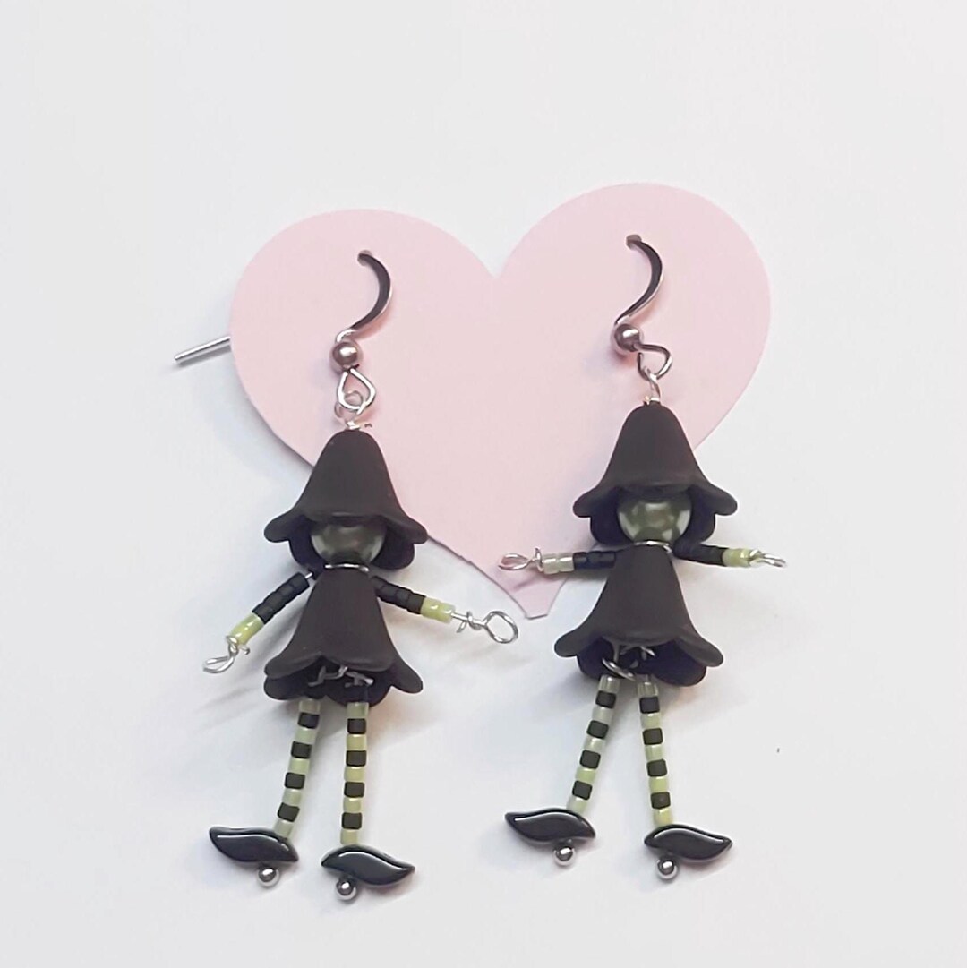 Halloween Beaded Witch in High Heels Sterling Silver or Stainless Steel ...