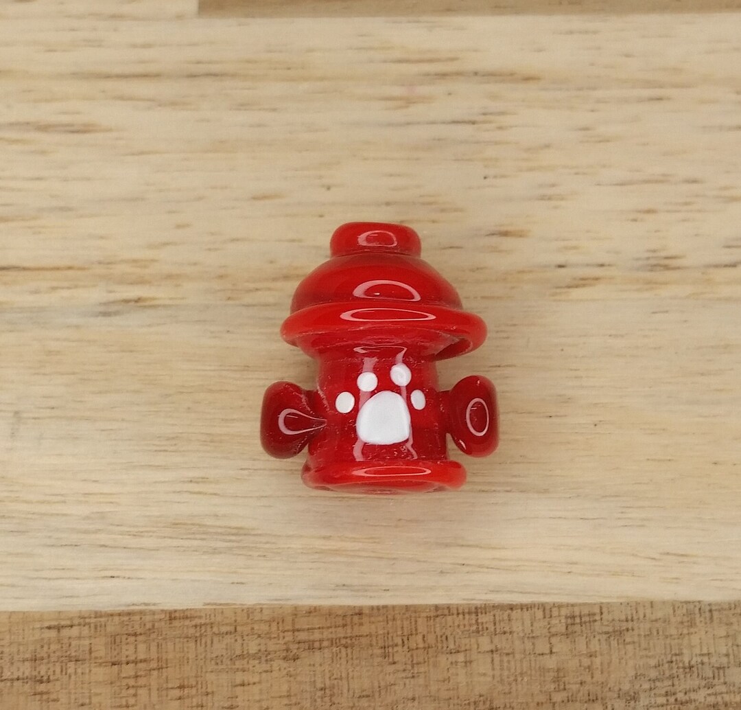 1 Fire Hydrant Pawprint Lampwork Glass Beads , Dog Bead, Pawprint Bead ...