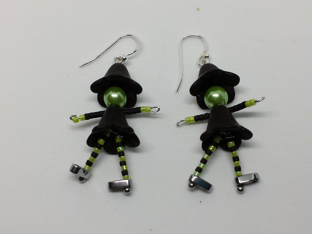 Halloween Beaded Witch in High Heels Sterling Silver or Stainless Steel ...