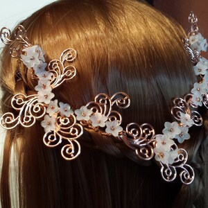 2 Tone Rose Gold Bridal Head Piece Bridal Hair Vine Copper Rose Gold ...