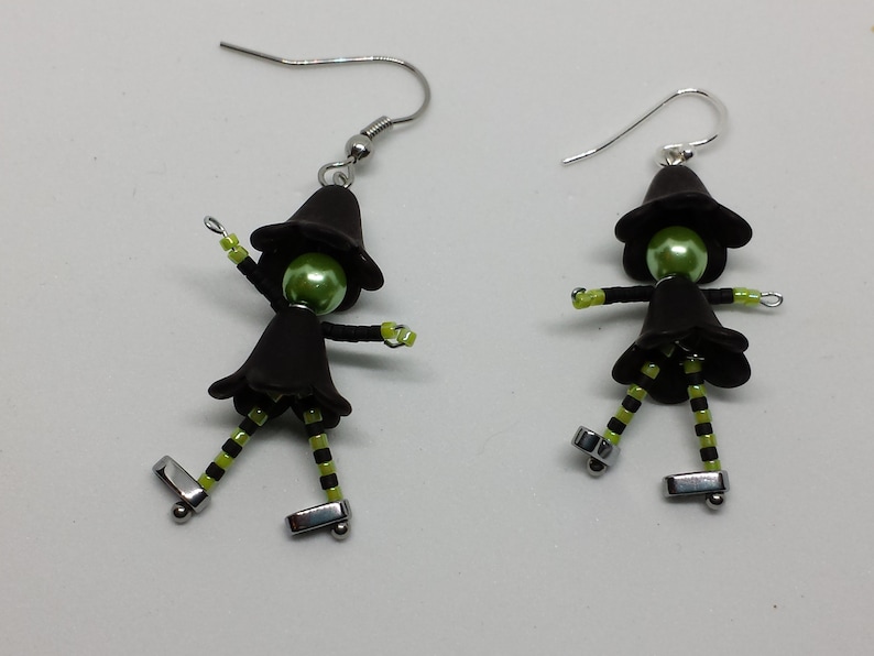 Halloween Beaded Witch in High Heels Sterling Silver or Stainless Steel ...