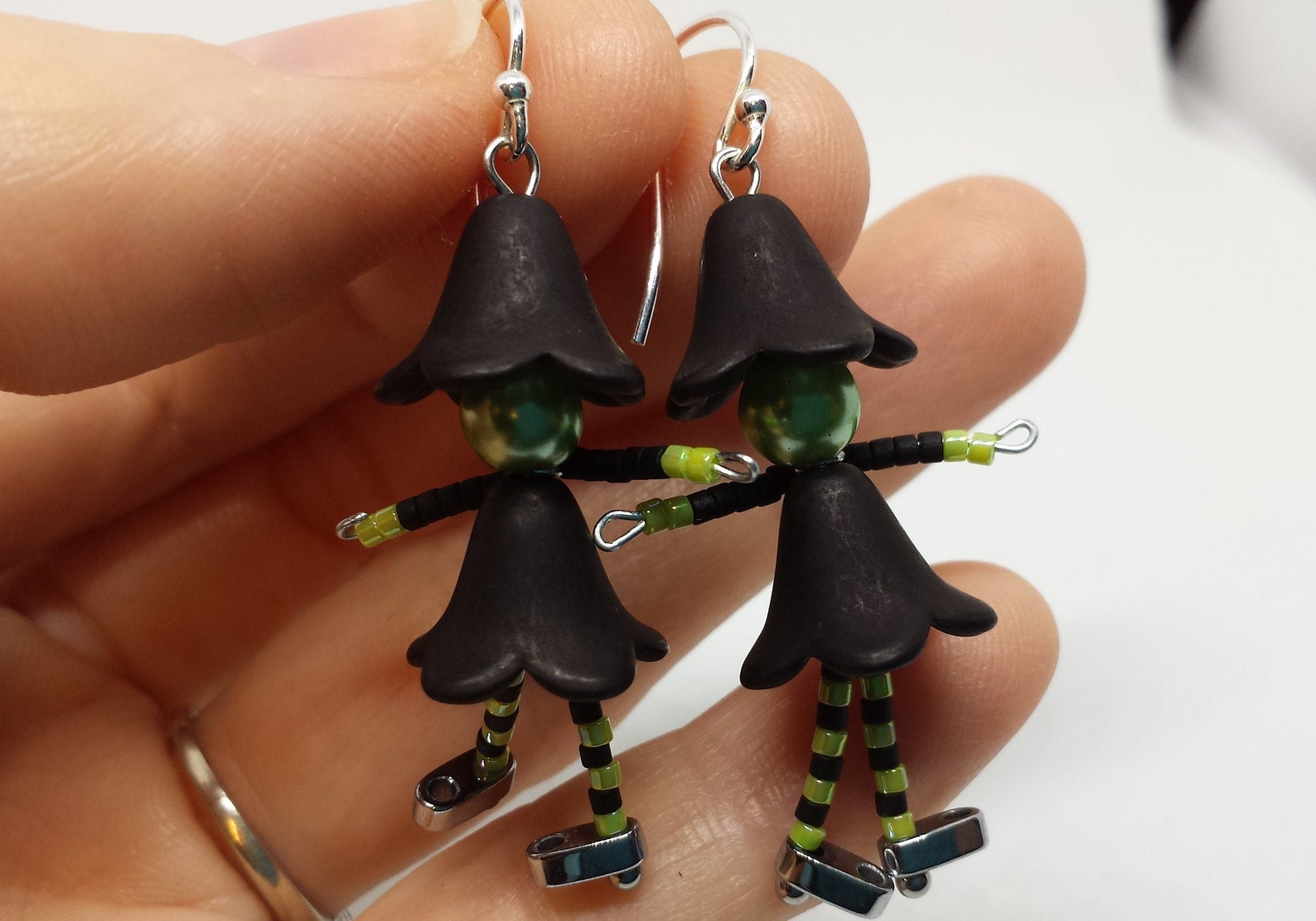 Halloween Beaded Witch in High Heels Sterling Silver or Stainless Steel ...