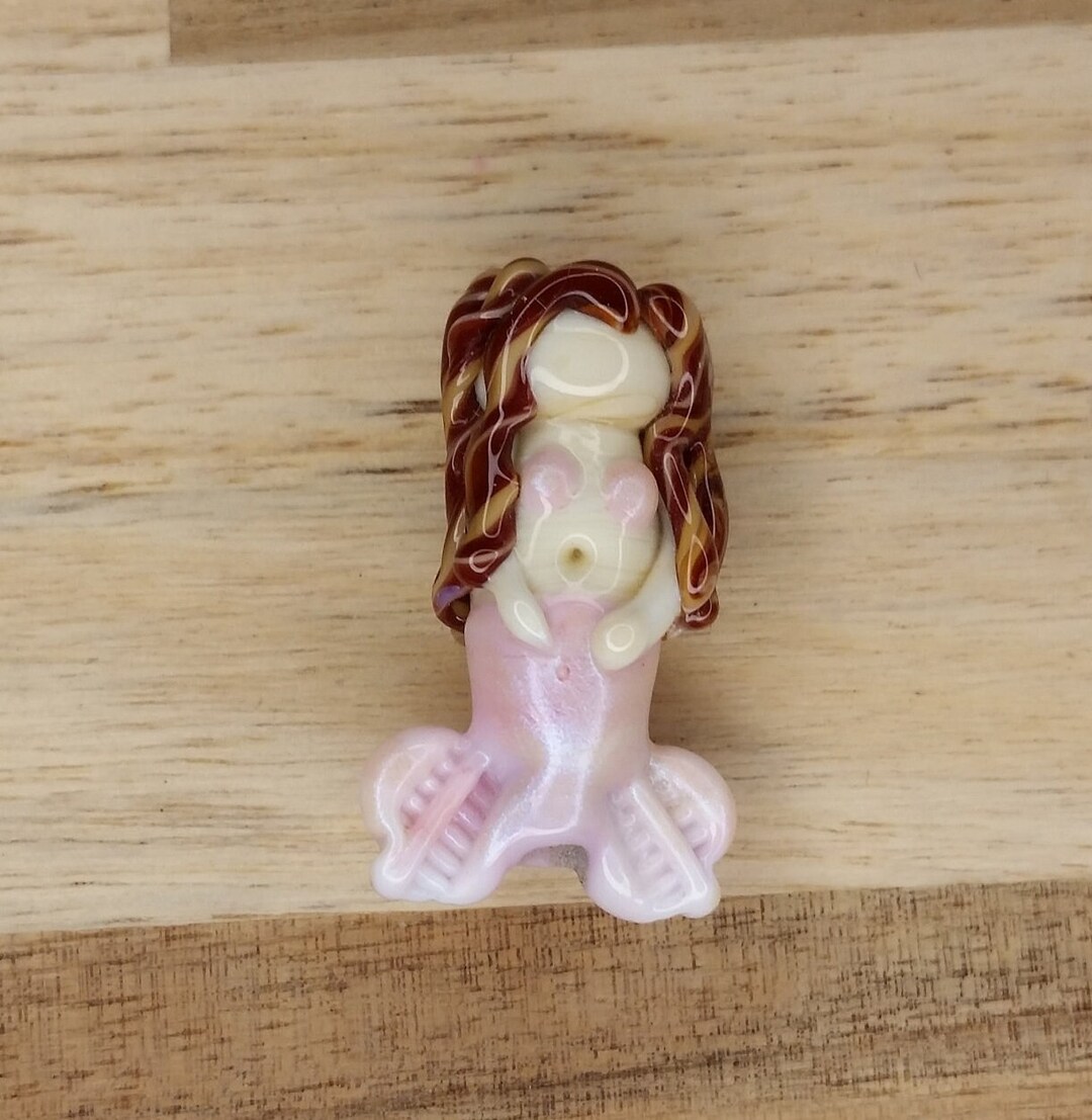 Shiny Light Pink Mermaid Lampwork Bead , Mermaid Bead, Glass Mermaid ...