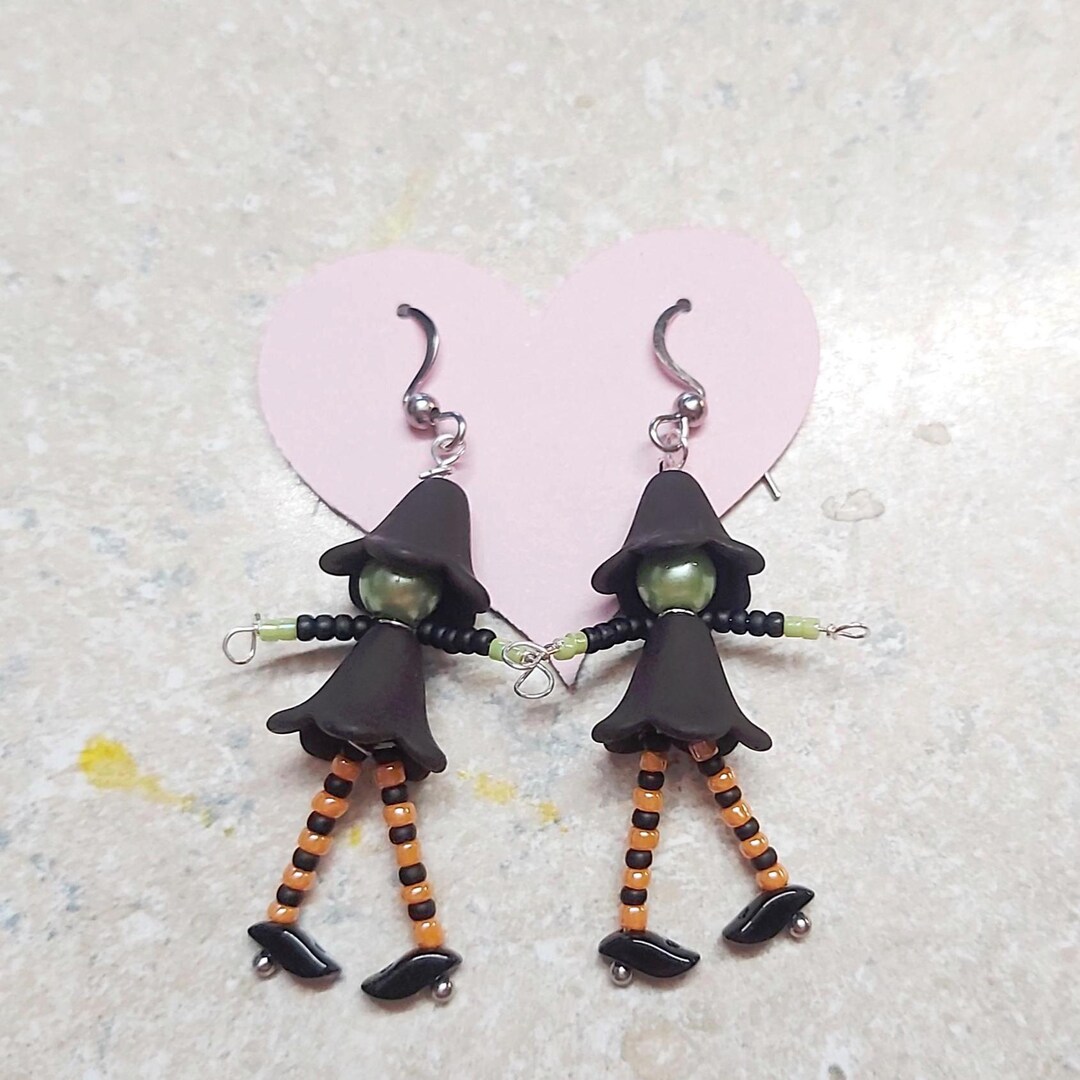 Halloween Beaded Witch in High Heels Sterling Silver or Stainless Steel ...