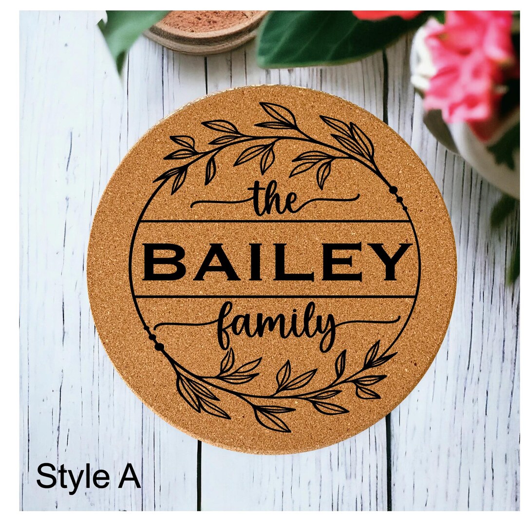 Trivet Monogram Custom 8 Cork Trivet for Kitchen Hot Plate Coaster Pads ...