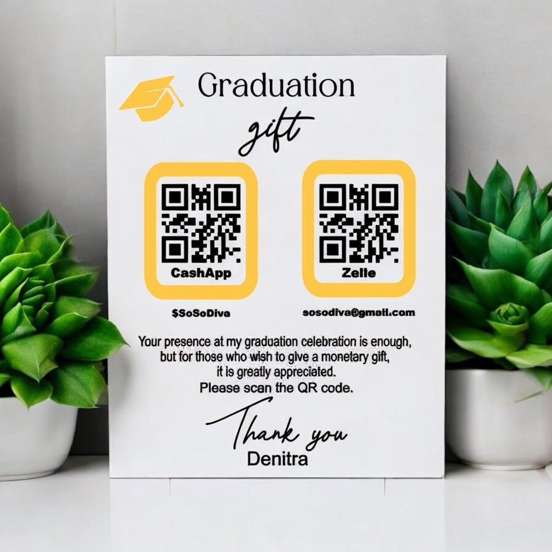 Graduation QR Table Sign, Acrylic, Venmo, Apple Pay, Cashapp Double QR ...