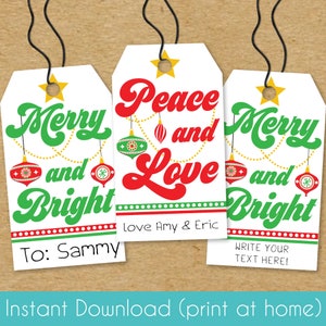 Printable Christmas Gift Tag Set - Retro Vintage Holiday Gift Tags ...