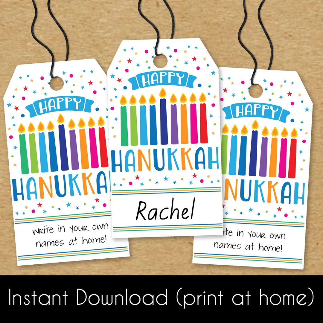 Printable Hanukkah Gift Tags, Print at Home Hanukkah to and From Labels ...