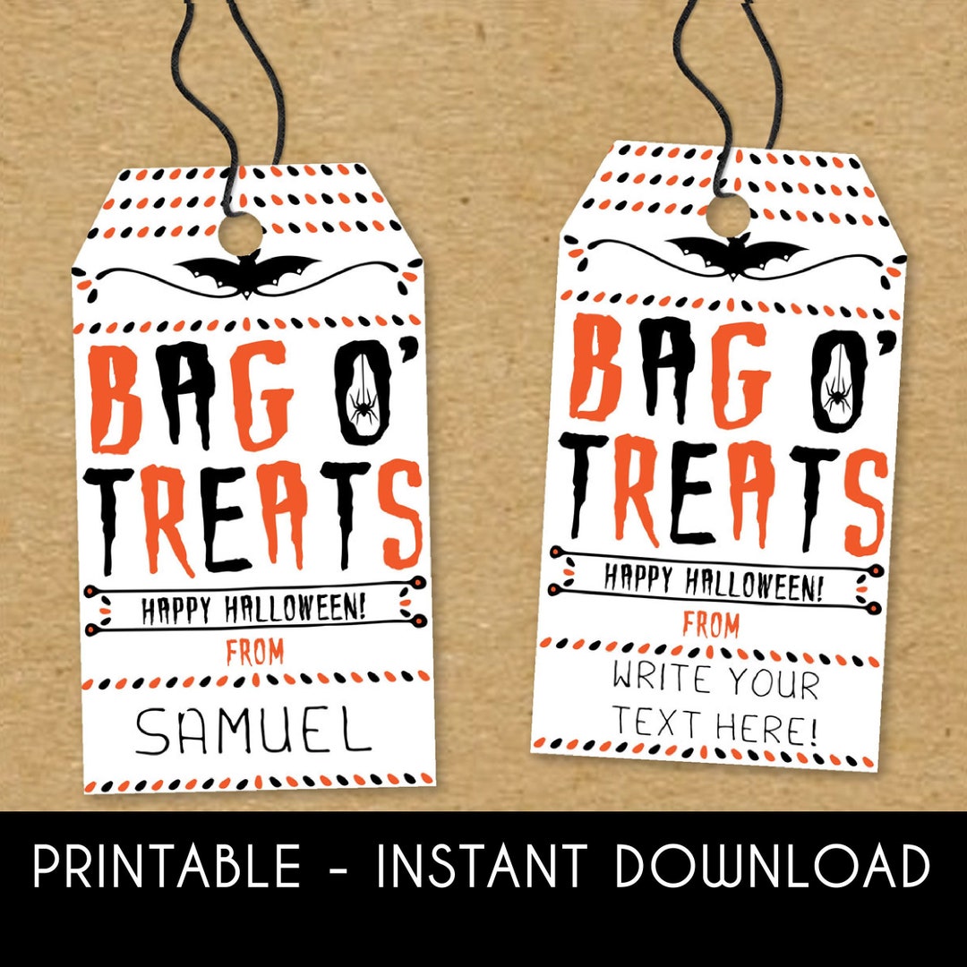 Printable Halloween Treat Bag Tags - Kids Halloween Tags - Halloween ...