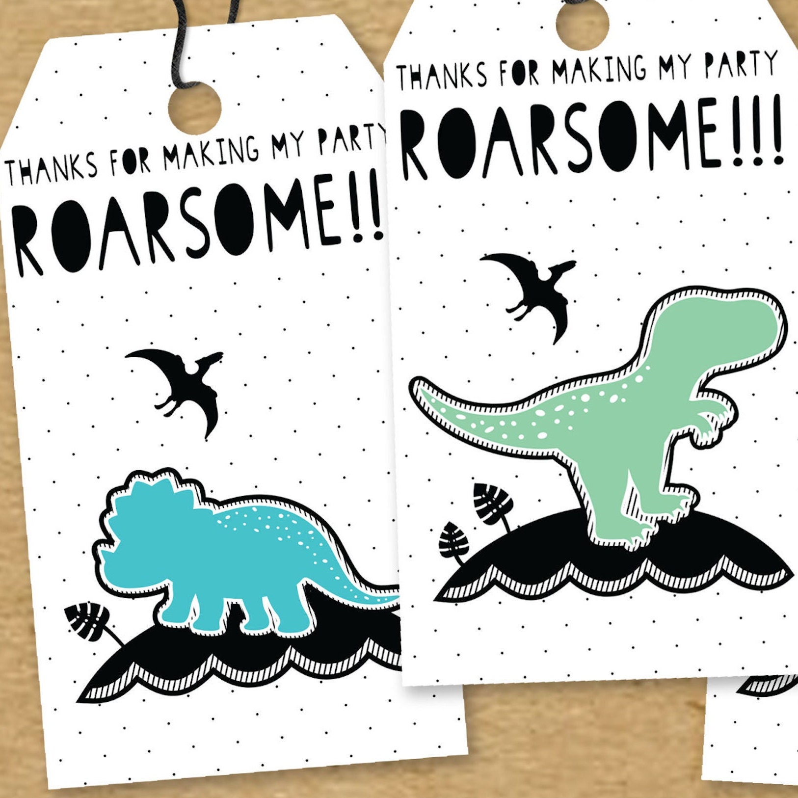 Printable Boys Dinosaur Birthday Party Favor Tags, Girls Dinosaur Party ...
