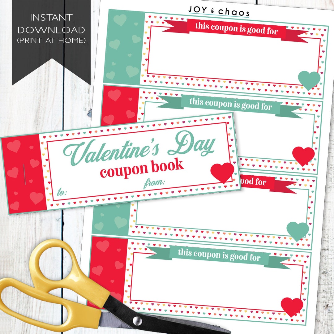 Printable Valentine's Day Coupon Book for Kids Print at Home Valentine ...