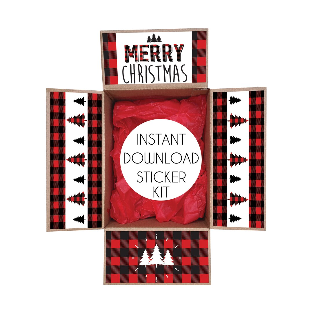 Christmas Shipping Box Sticker Kit - Care Package Box Flap Labels ...