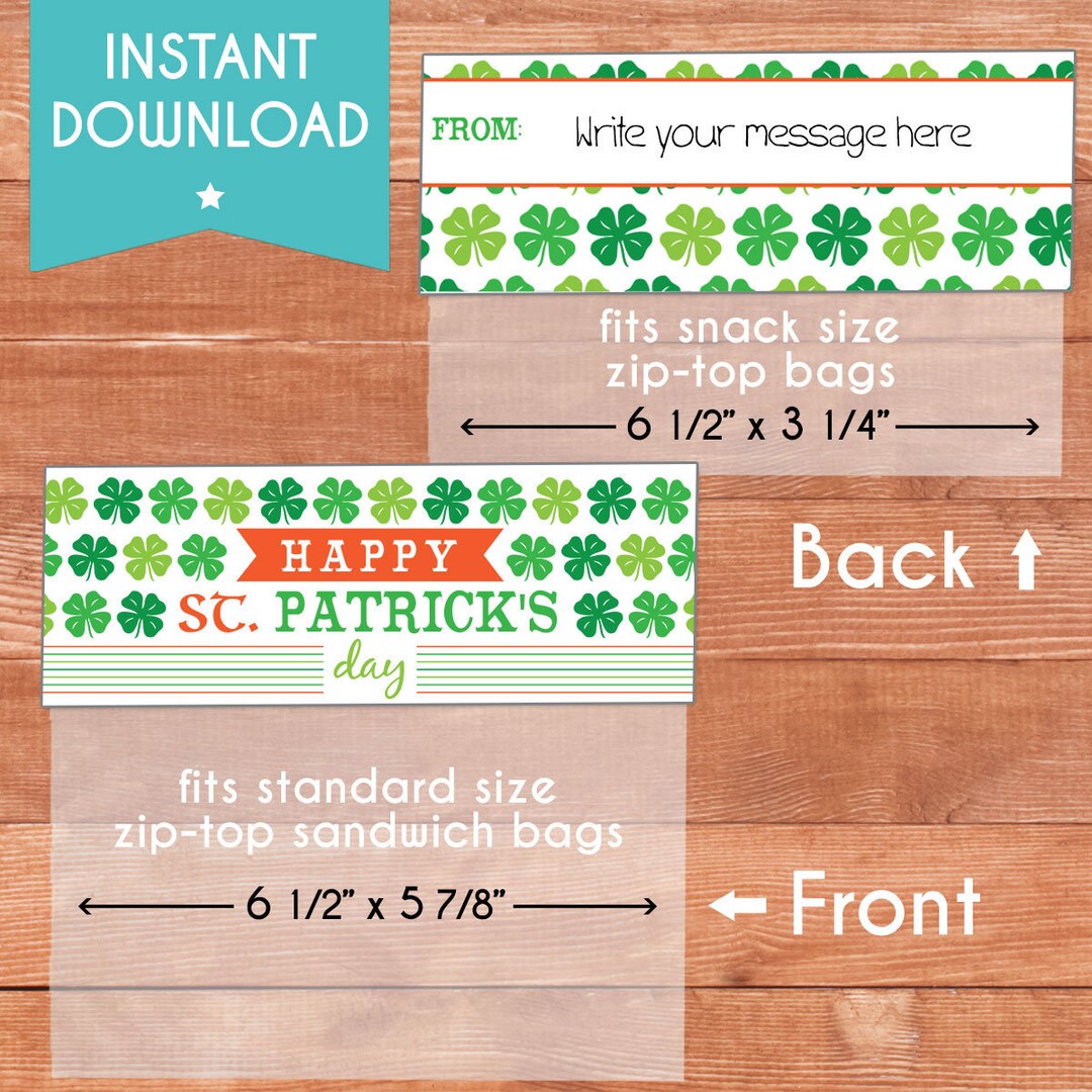 Printable St Patricks Day Treat Bag Toppers St Patricks Day - Etsy