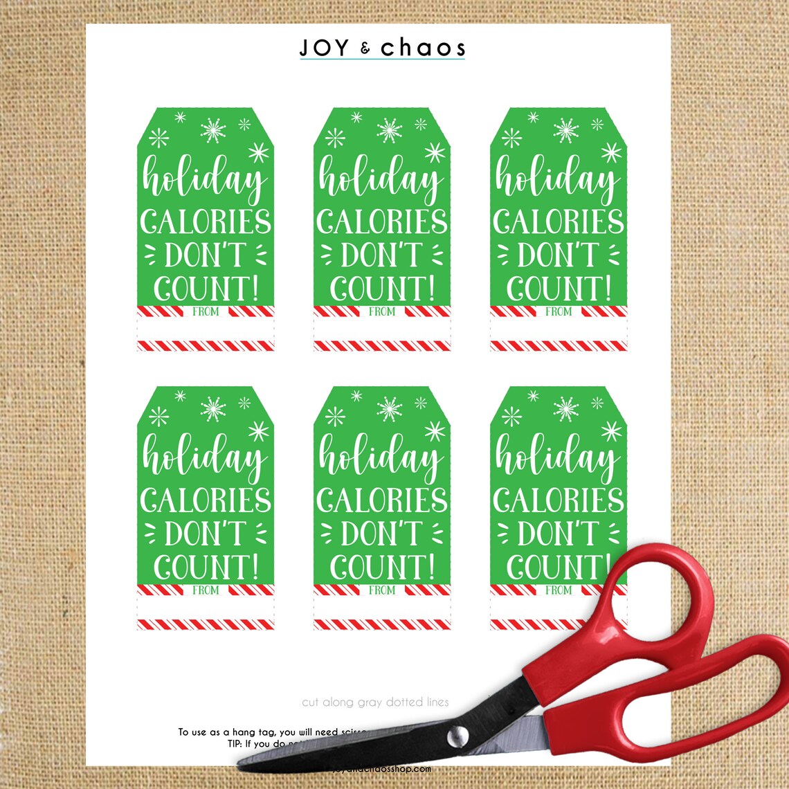 Printable Christmas Tags for Cookies + Sweets - Holiday Calories Treat ...