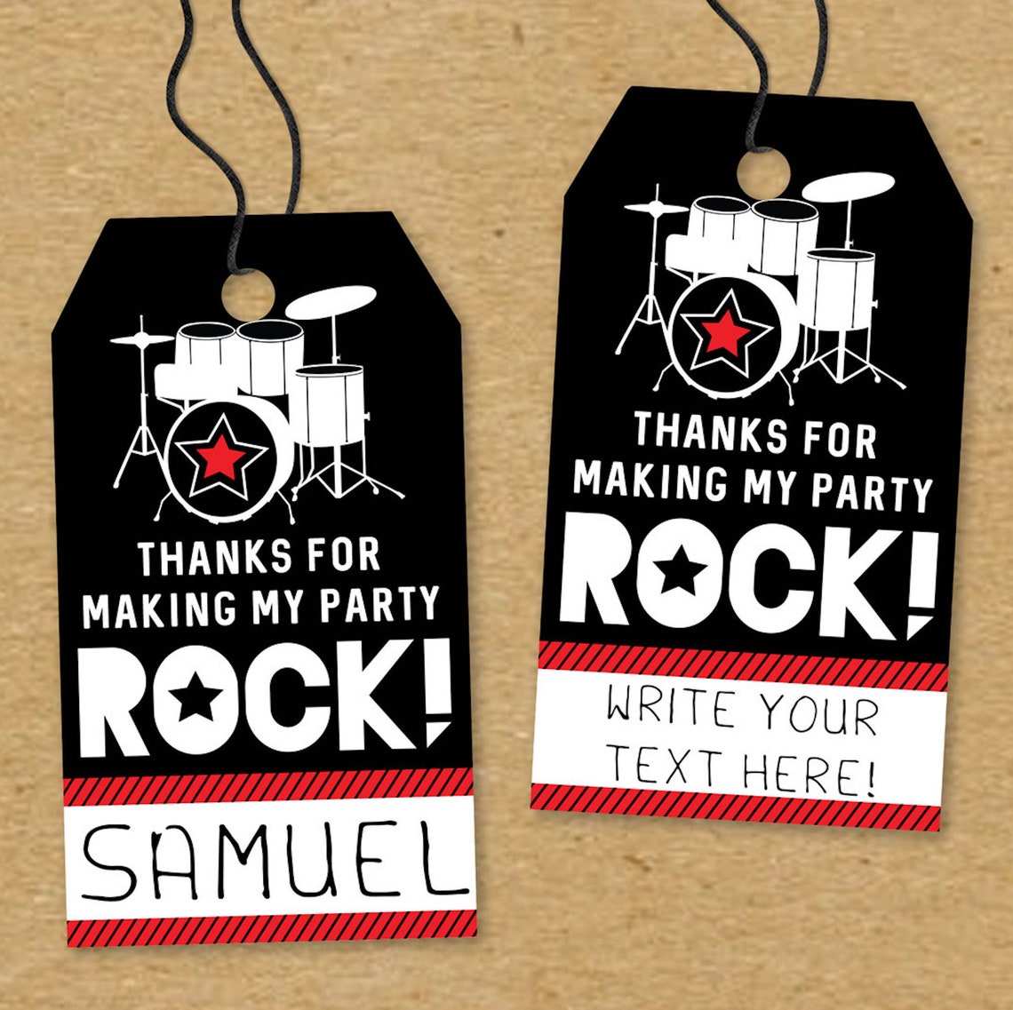 Rockstar Birthday Party,, Printable Music Party Favor Tags, Print at ...