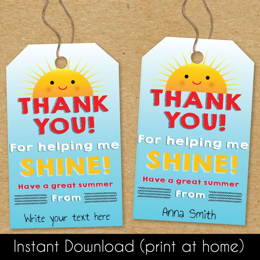 Printable Teacher Gift Tags - End of Year Teacher Gift Tags - Print at ...