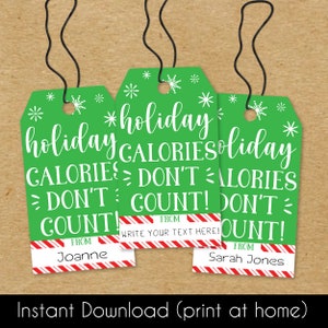Printable Christmas Tags for Cookies + Sweets - Holiday Calories Treat ...