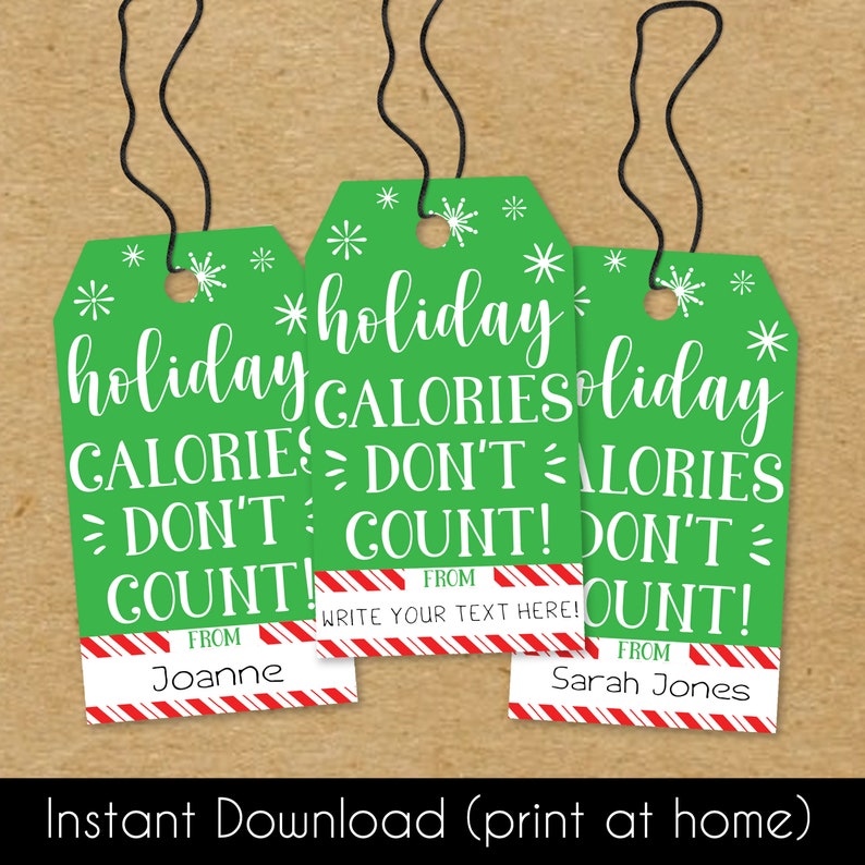 Printable Christmas Tags for Cookies + Sweets - Holiday Calories Treat ...