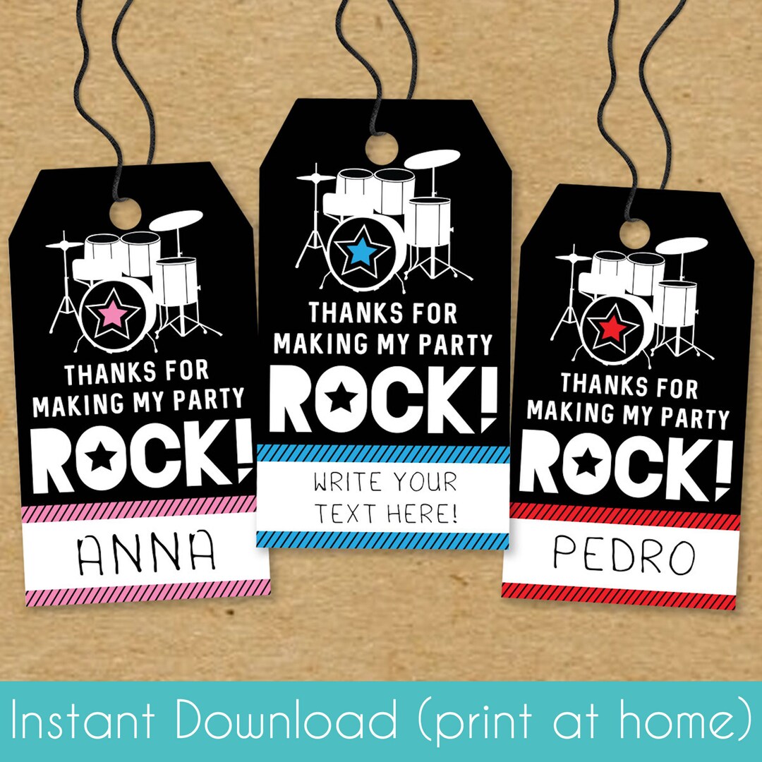 Rockstar Birthday Party,, Printable Music Party Favor Tags, Print at ...