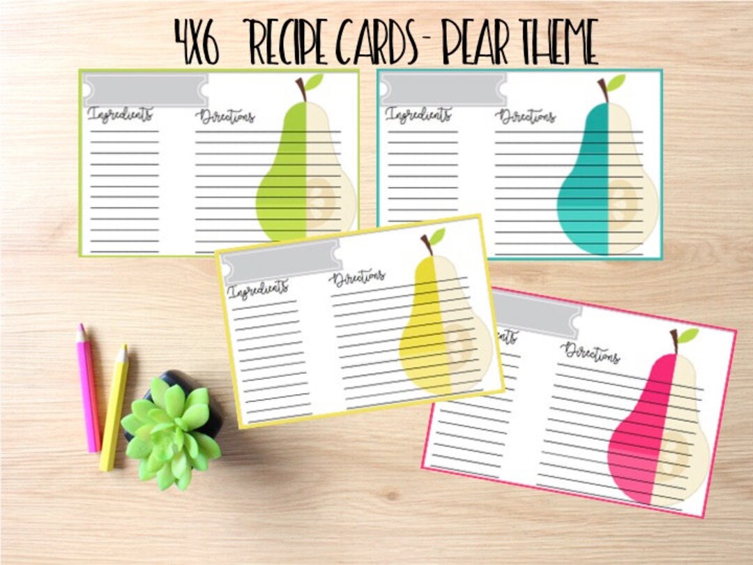 Printable Recipe Cards 4x6, Instant Download - Etsy