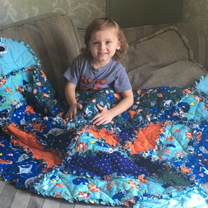 Sea Turtle Rag Quilt - Light Aqua - Etsy