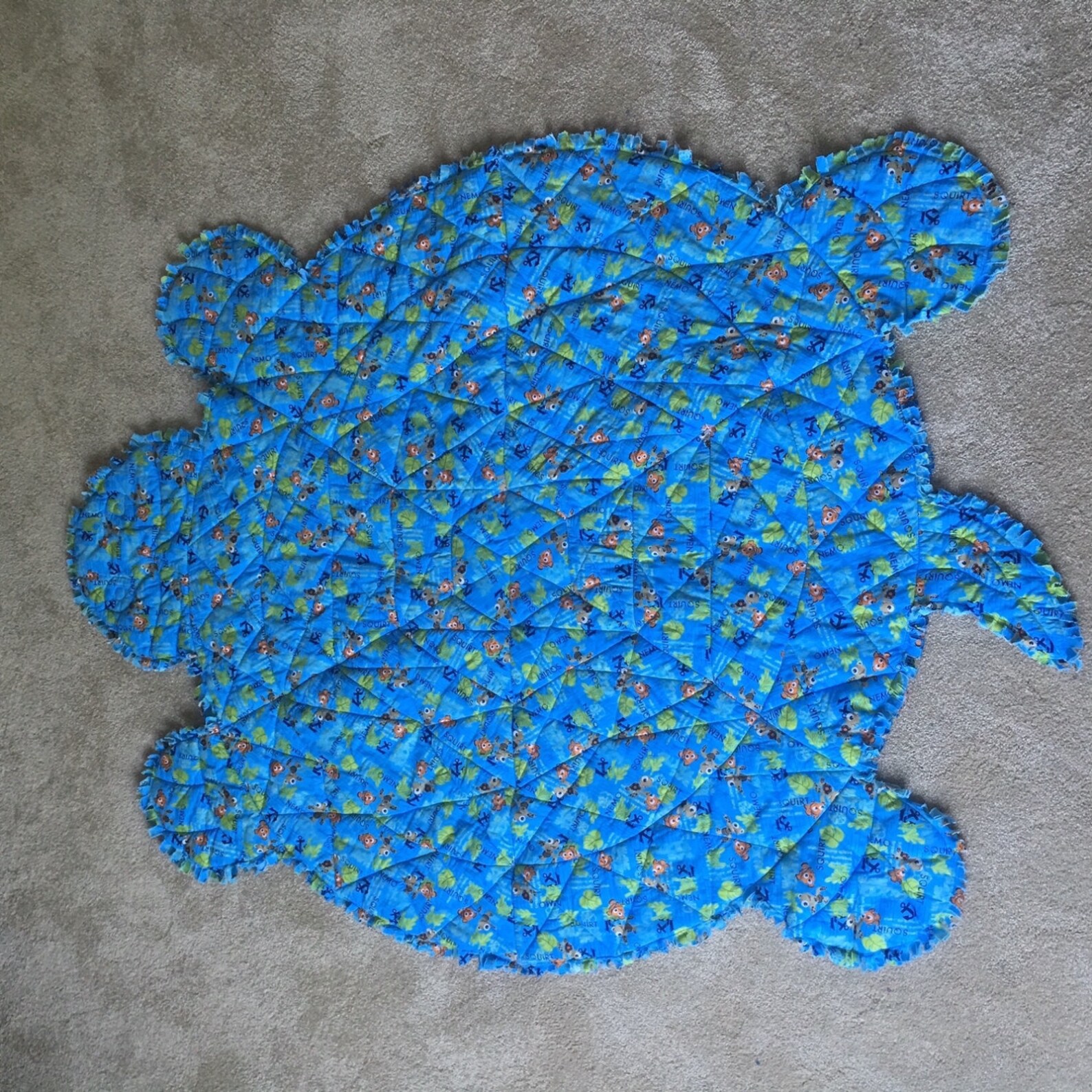 Sea Turtle Rag Quilt - Light Aqua - Etsy