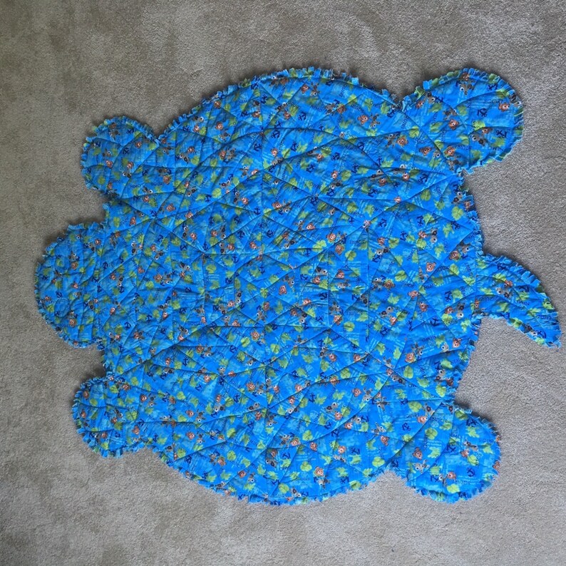 Sea Turtle Rag Quilt - Light Aqua - Etsy