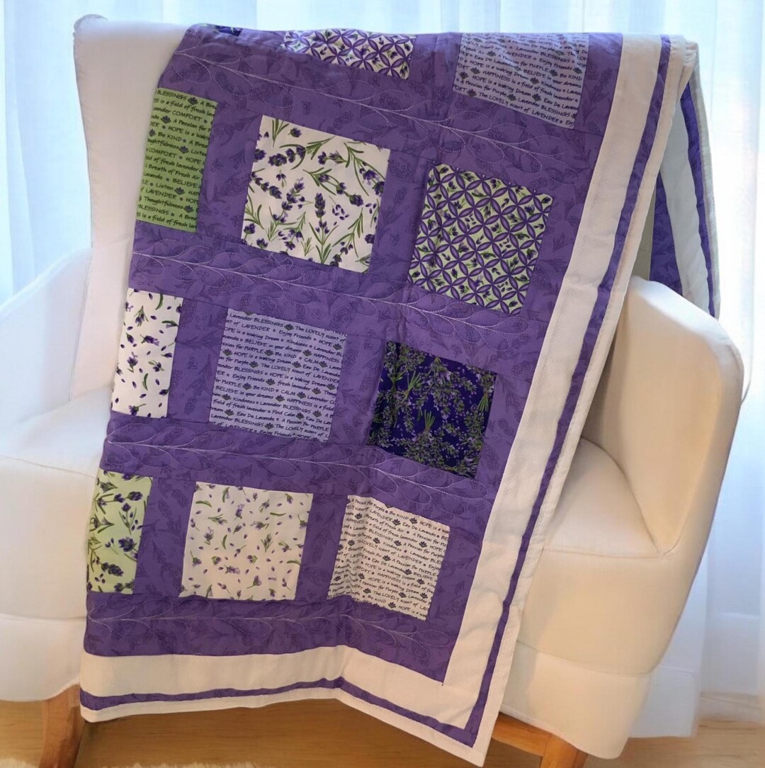 Purple Patchwork Quilt, Baby Quilt, Accent Quilt, Purple Handmade Quilt ...