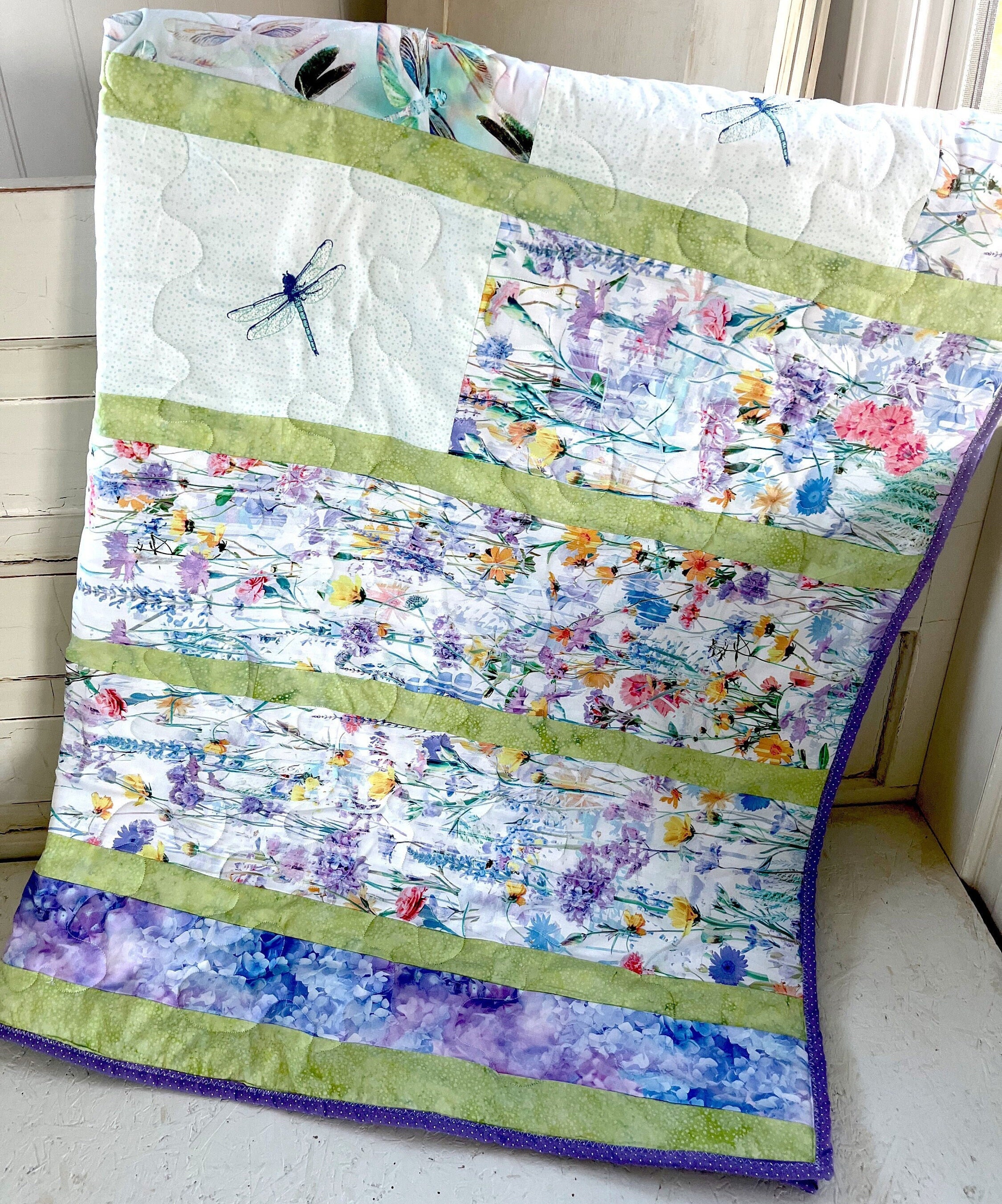 Dragonfly Quilt, Handmade Quilt, Dragonfly Handmade Quilt, Baby Quilt ...